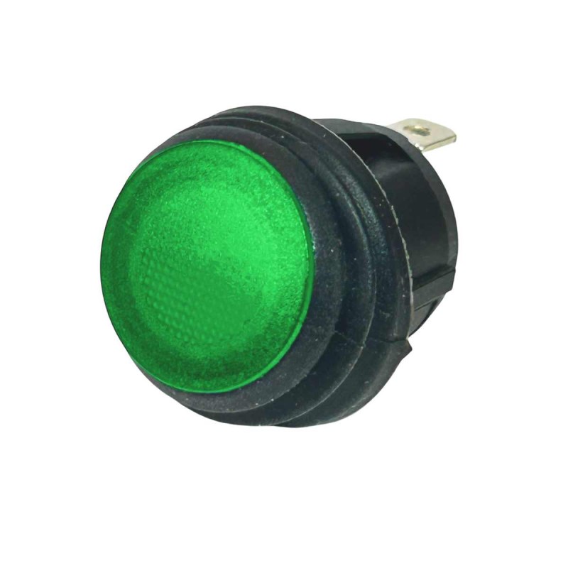 Round Rocker Switch, IP 65 Green Illuminated