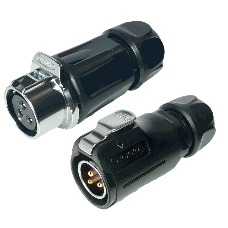 IP67 Waterproof 3 Pole Inline Socket Connector with Lock
